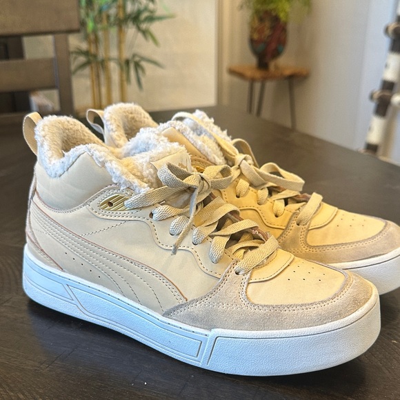 Puma | Shoes | Puma Womens Beige Hightop Sneakers | Poshmark